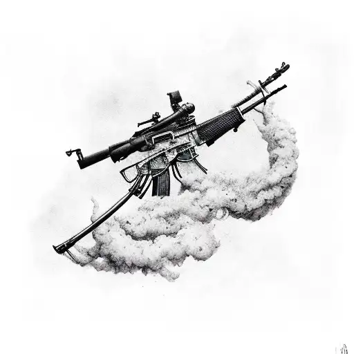 An Intricately Detailed Ak47 Rifle... Temporary Tattoo - BlackInk AI