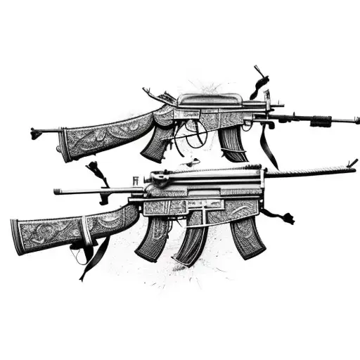 An Intricately Detailed Ak47 Rifle... Temporary Tattoo - BlackInk AI