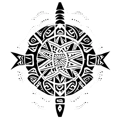 Waka With Tongan And Māori Patterns... Temporary Tattoo - BlackInk AI