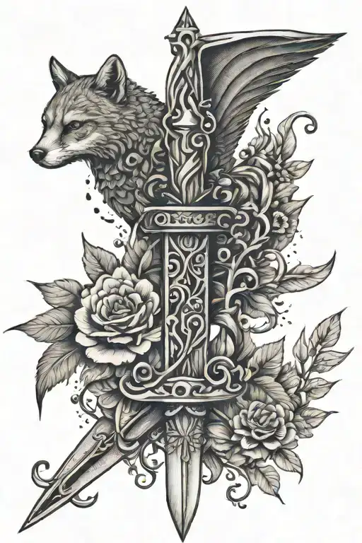 Intricate Dagger Design Intertwined... Temporary Tattoo - BlackInk AI