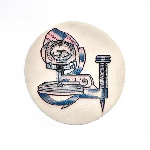 Traditional "Hammer With Tape Measure" Tattoo - BlackInk AI