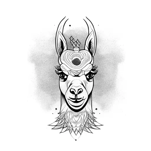 Blackwork "Angry Lama" Tattoo - BlackInk AI