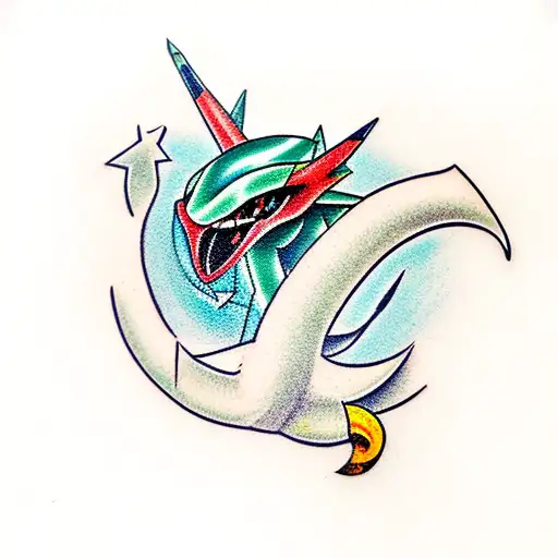 Traditional "Rayquaza" Tattoo - BlackInk AI