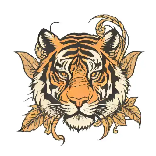 Neo-Traditional "Tiger Face Calm" Tattoo - BlackInk AI