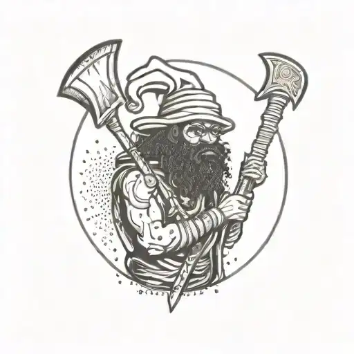 Dotwork "Shango Orisha Shango Holding An Axe" Tattoo Idea - BlackInk AI