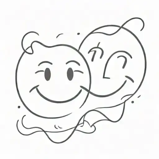 Smiley Face And Sad Face Overlapping... Temporary Tattoo - BlackInk AI