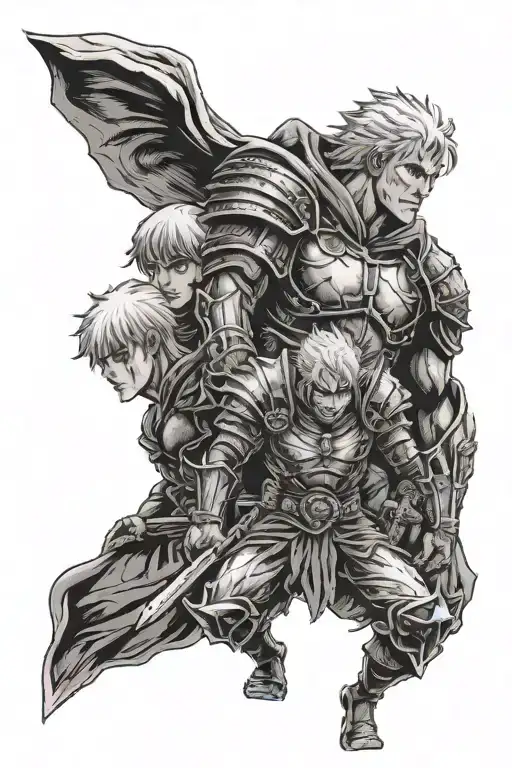 Black and Grey "Berserk Anime With Griffith, Caska,..." Tattoo Idea ...