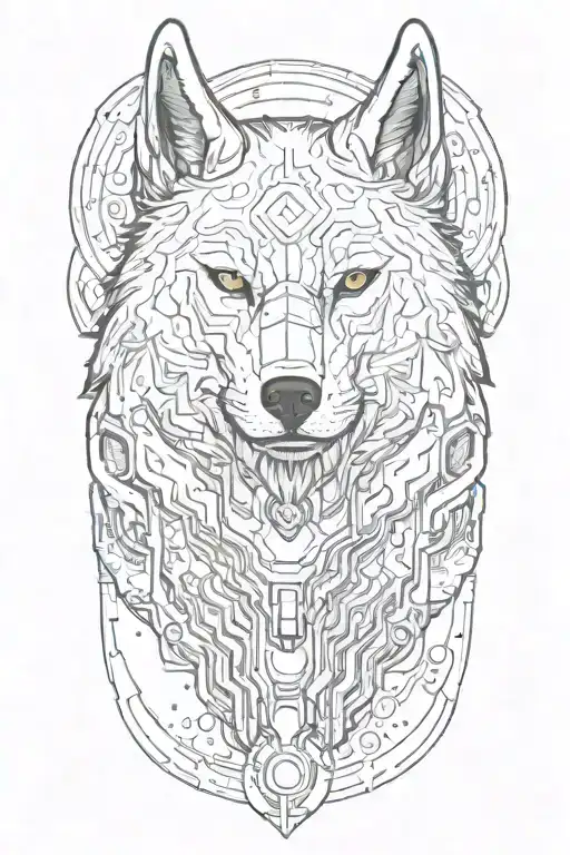 Space Wolf Temporary Tattoo - BlackInk AI