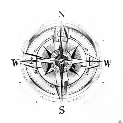 Black and Grey "Broken Compass Scripture" Tattoo - BlackInk AI