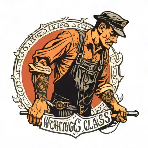Traditional "A Brutal Working Man Up To His Waist In..." Tattoo ...