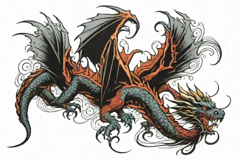 Neo-Traditional "Dragon Tattoo" Tattoo - BlackInk AI