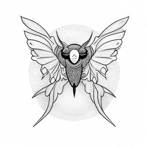 Blackwork "Mothman Cryptid" Tattoo - BlackInk AI