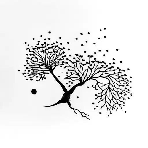 Minimalist "Jacaranda Tree" Tattoo - BlackInk AI