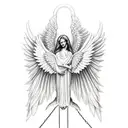 Realism "Angel Breaking Chains" Tattoo - BlackInk AI