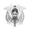 Realism "Angel Breaking Chains" Tattoo - BlackInk AI