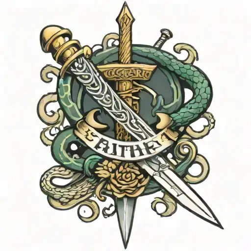Neo-Traditional "Sword Stabbing A Snake Wrapped With The..." Tattoo ...