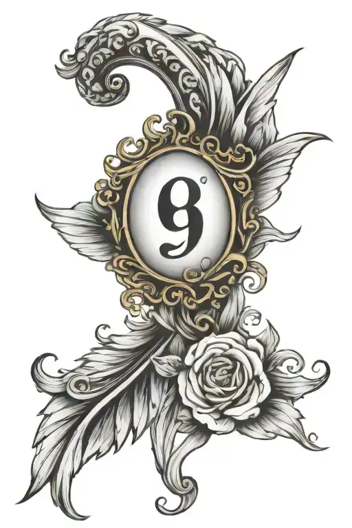 Neo-Traditional "919 Angel Number" Tattoo - BlackInk AI