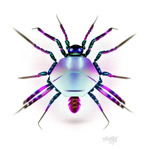 Surrealism "Cyber Y2k Metallic Spider With Purple..." Tattoo - BlackInk AI