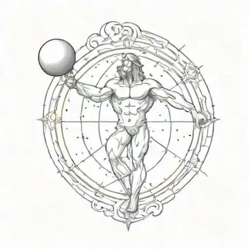 A Sketch-style Tattoo Of Atlas With A... Temporary Tattoo - BlackInk AI