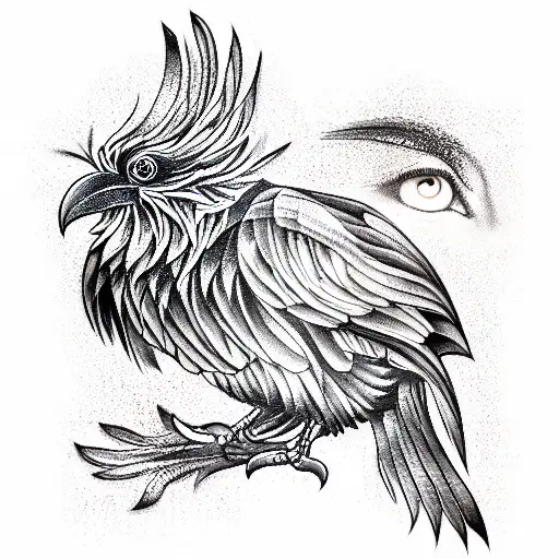 Realism "Russian Raven" Tattoo - BlackInk AI