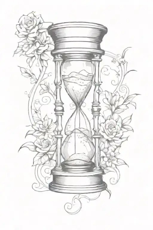 Sketch "Hourglass" Tattoo - BlackInk AI