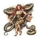 Surrealism "Beautiful Female Demonwith Snake Like..." Tattoo - BlackInk AI