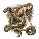 Surrealism "Beautiful Female Demonwith Snake Like..." Tattoo - BlackInk AI