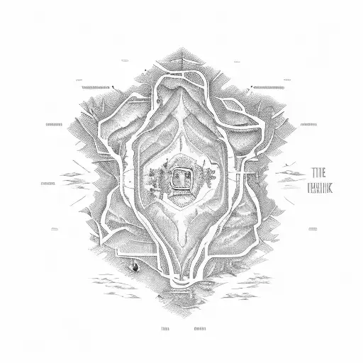 A Detailed Map Of A Hiking Trail, With... Temporary Tattoo - BlackInk AI