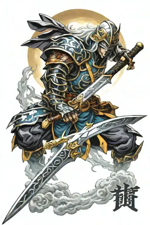 Raiden Shogun Sword Weapon, Lightning... Temporary Tattoo - BlackInk AI
