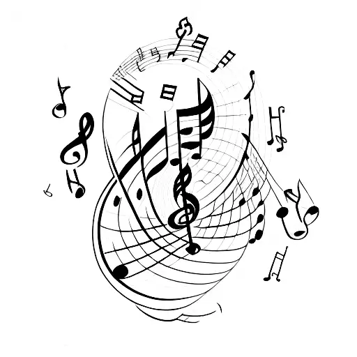 Minimalist "Musical Notes Intertwined With Cat..." Tattoo Idea ...