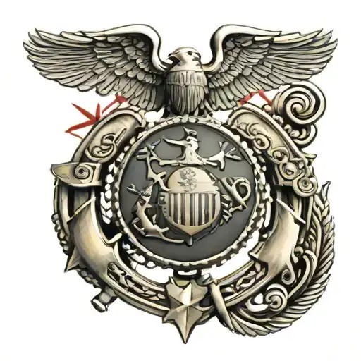 Marine Corps Emblem Surrounded Temporary Tattoo - BlackInk AI