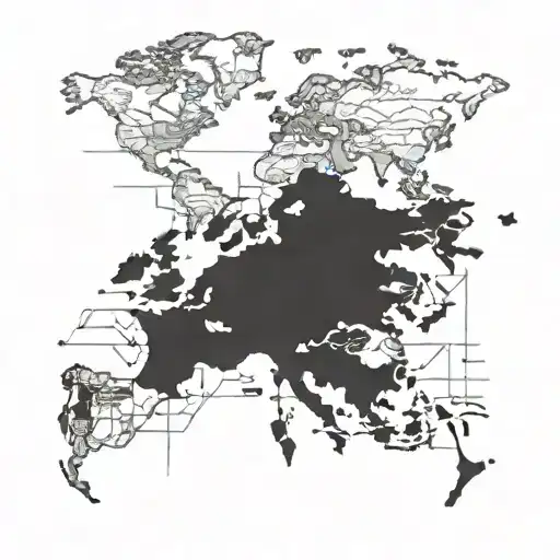 Blackwork "A Map Of The World With Landmarks From..." Tattoo - BlackInk AI