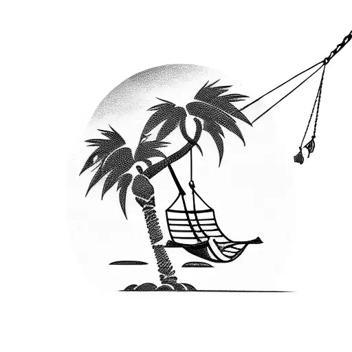 Blackwork "A Blackwork Tattoo Of A Hammock Hanging..." Tattoo - BlackInk AI