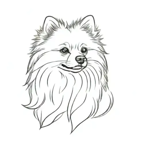 Pomeranian Dog Fine Line Tattoo Temporary Tattoo - BlackInk AI