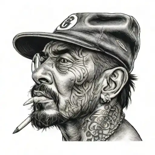 Realism "A Realistic Portrait Of A Cholo With An..." Tattoo - BlackInk AI