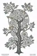Geometric "Ancient Ukrainian, Strength, Family Tree" Tattoo - BlackInk AI