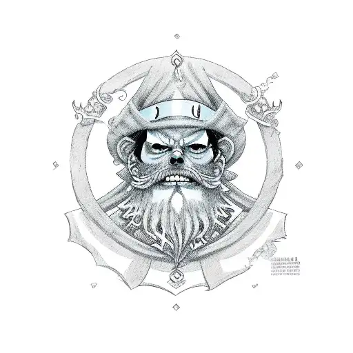 Sketch "Ceo Symbolized As Whitebeard" Tattoo - BlackInk AI