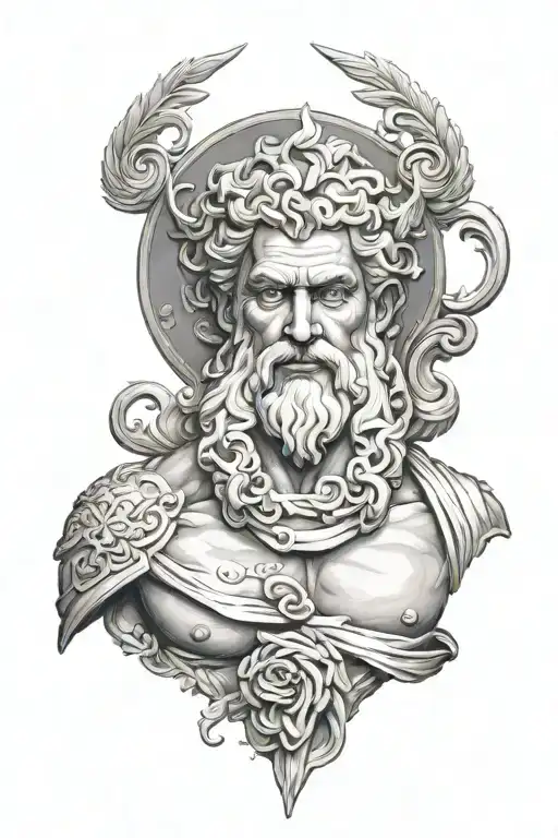 Black and Grey "Greek God Zeus Full Body Tattoo Design..." Tattoo ...