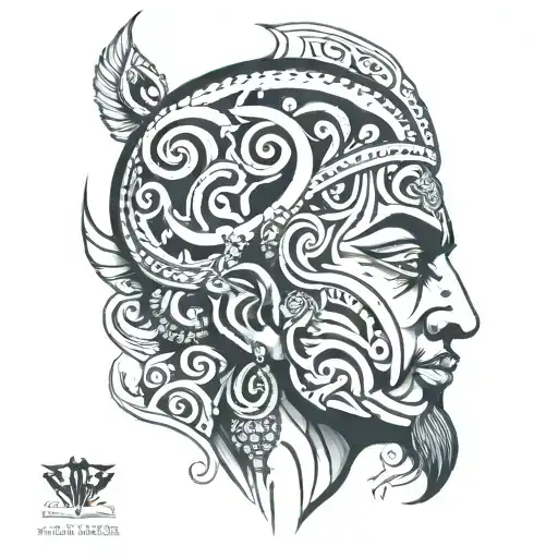 Neo-Traditional "Vitthal Face" Tattoo - BlackInk AI