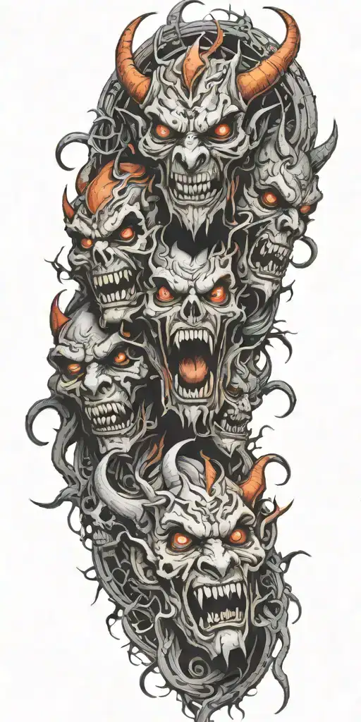 Demons Reaching Temporary Tattoo - BlackInk AI