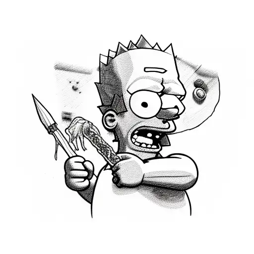 Sketch Bart Simpson Muscle Semi Permanent Tattoos Blackink Ai