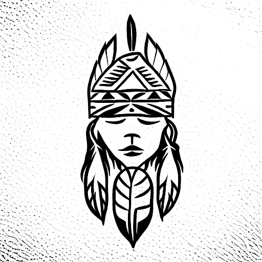 Minimalist "Native American" Tattoo - BlackInk AI
