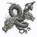 Pointillism Dragon And Fluid Abstract... Temporary Tattoo - BlackInk AI