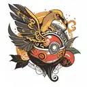 A Half-open Pokeball, With Music Notes... Temporary Tattoo - BlackInk AI