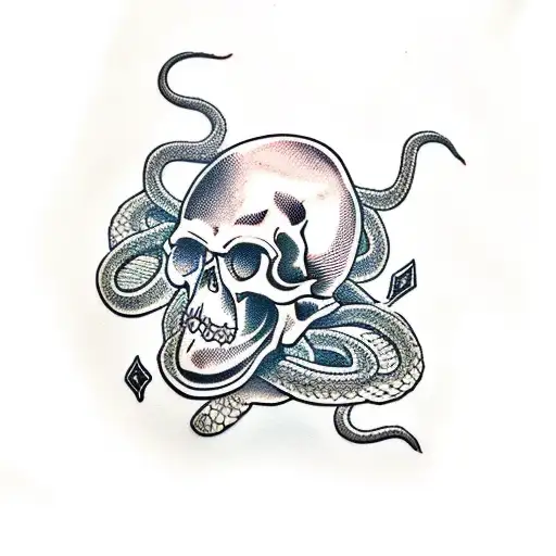 Traditional "Skull & Snake Neo Traditional" Tattoo - BlackInk AI