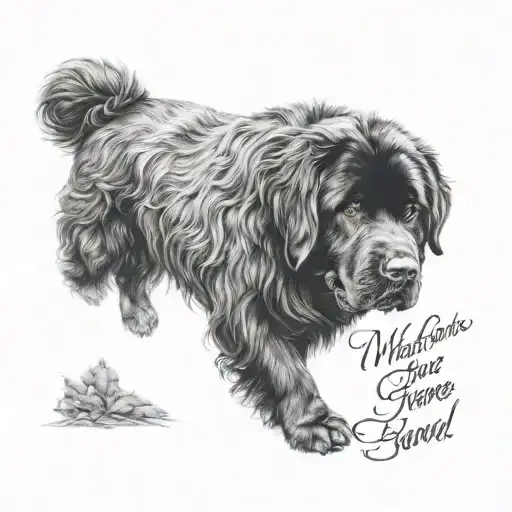 Realism "Newfoundland Dog With Visions In His..." Tattoo - BlackInk AI