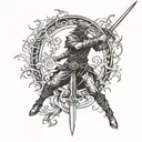 2 With Sword Going Through It Temporary Tattoo - BlackInk AI