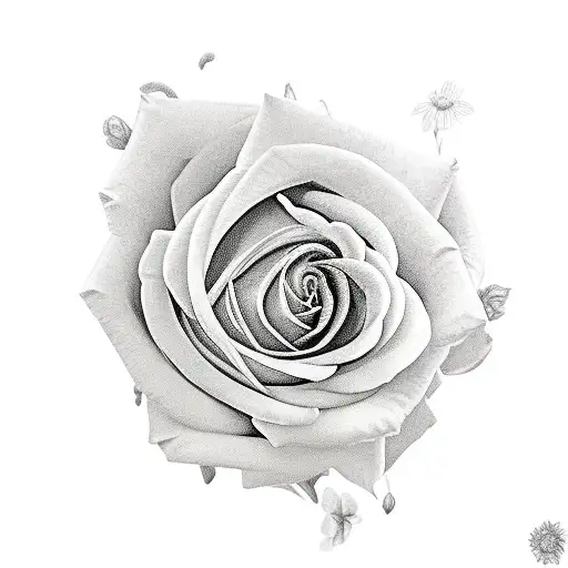 Realism "Flowers With Name Amanda" Tattoo - BlackInk AI