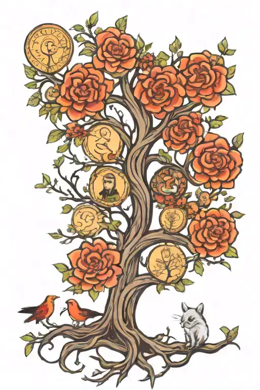 Neo-Traditional "Family Tree With Each" Tattoo - BlackInk AI
