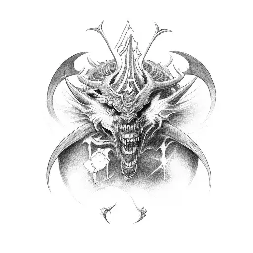 Black and Grey "Asmodeus" Tattoo - BlackInk AI